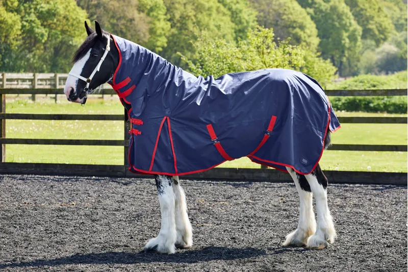 Firefoot Fixed neck Turnout Rug 100g Navy/Red