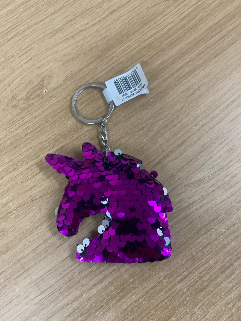 Unicorn Sequin Head Keyring